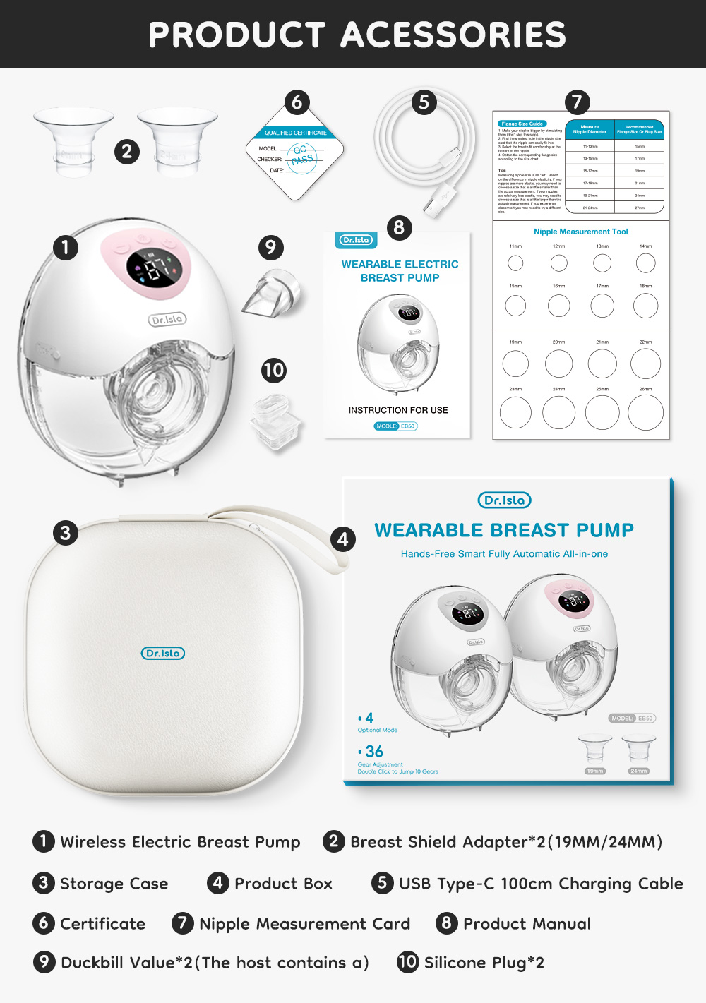 Jual Dr.isla Pompa Asi Elektrik Handsfree 4 Mode 36 Level Breast Pump ...