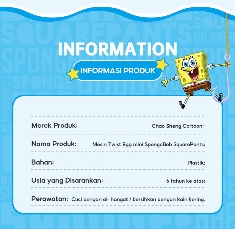 Jual OHSOME TOYS - Trendy Sound Produk SpongeBob SquarePants Mesin ...