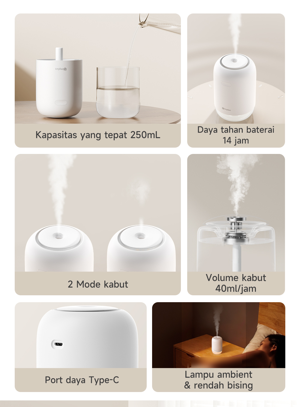 Jual Simplus Humidifier Rumahan Mobil Meja Tanpa Kabel Portabel ...