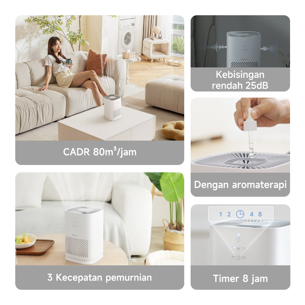 Jual Simplus Air Purifier Mini Pemurni Udara Filter HEPA H11 Timer 8 ...