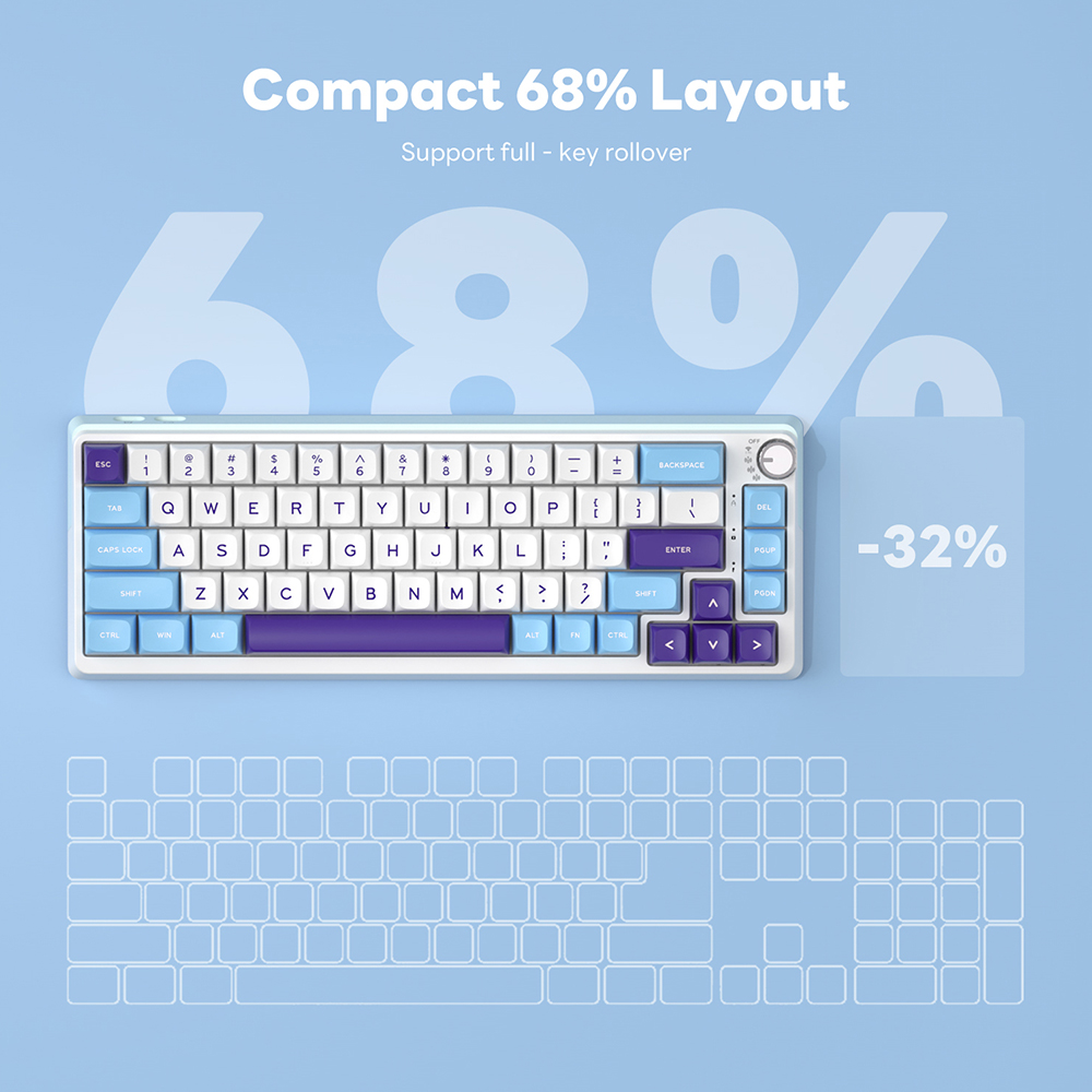 Jual KZZI K68 Pro 67 Key Gasket Structure Three-Mode Bluetooth Wireless With Knob RGB Mechanical ...