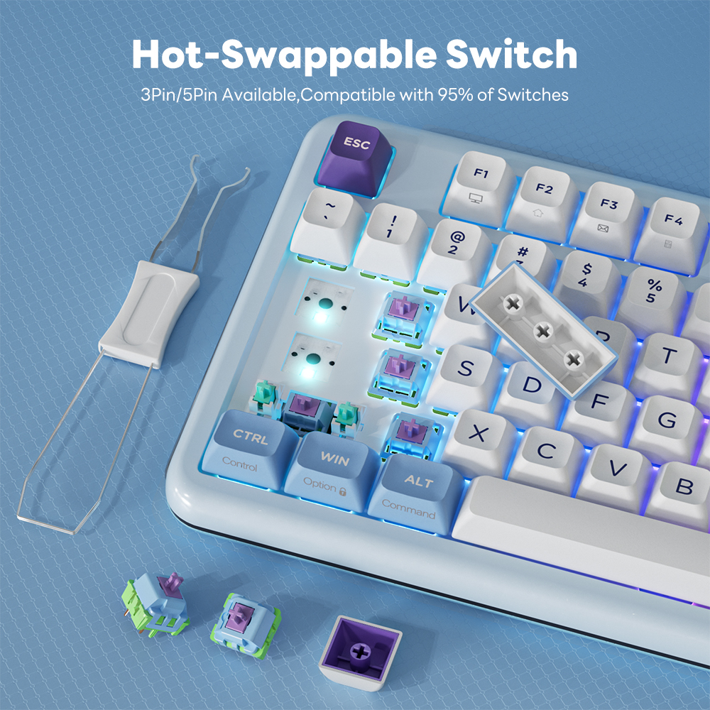 Jual KZZI Z98 Nezuko Purple 94 Key Gasket Structure Three-Mode ...