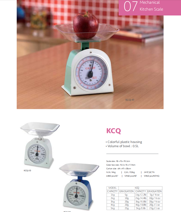 Jual Camry Timbangan Dapur Mekanis KCQ-04 Akurasi 20g 4kg Rentang Penimbangan Kitchen Scale ...
