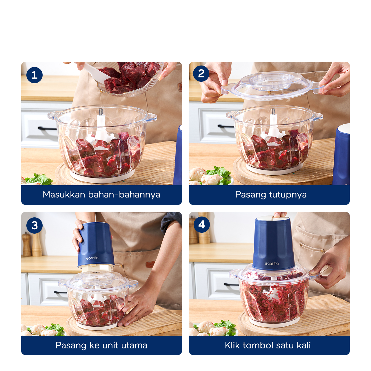 Jual ecentio chopper blender kaca multifungsi 2 liter 6 helai gigi baja ...