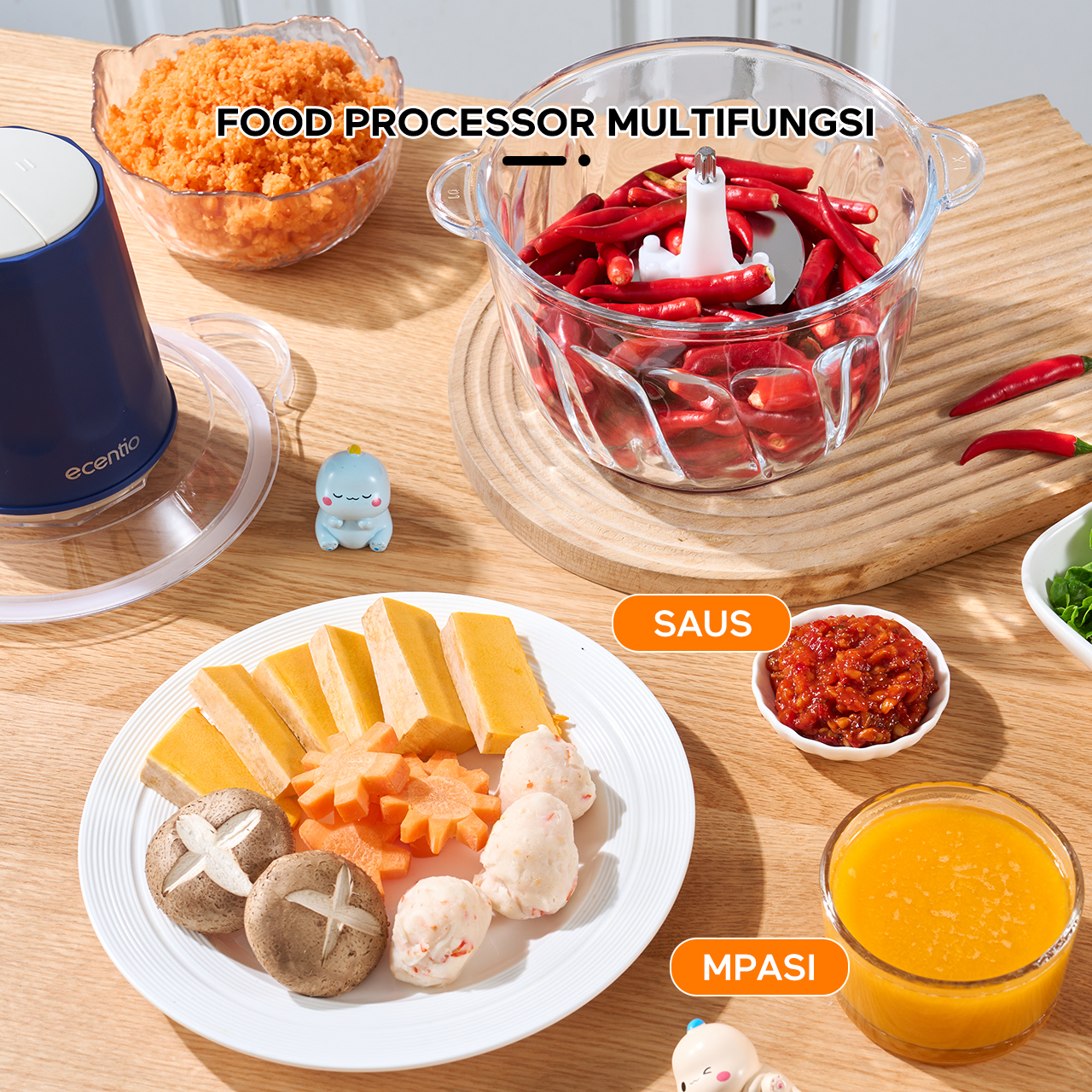 Jual ecentio chopper blender kaca multifungsi 2 liter 6 helai gigi baja ...