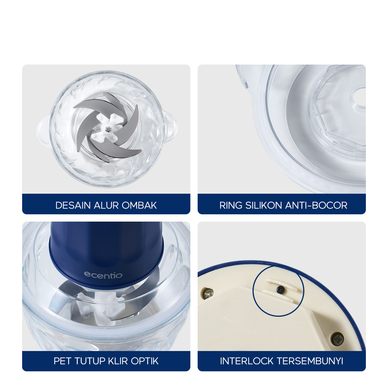 Jual ecentio chopper blender kaca multifungsi 2 liter 6 helai gigi baja ...