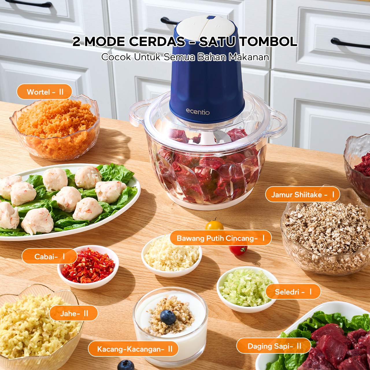 Jual ecentio chopper blender kaca multifungsi 2 liter 6 helai gigi baja ...