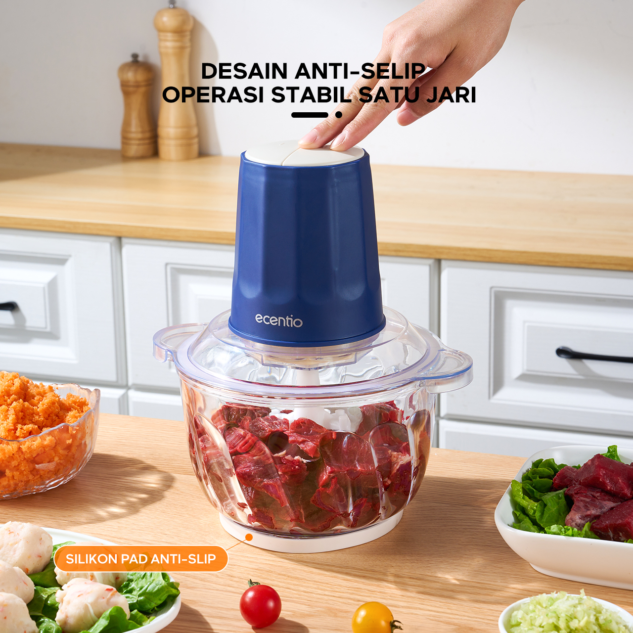 Jual ecentio chopper blender kaca multifungsi 2 liter 6 helai gigi baja ...