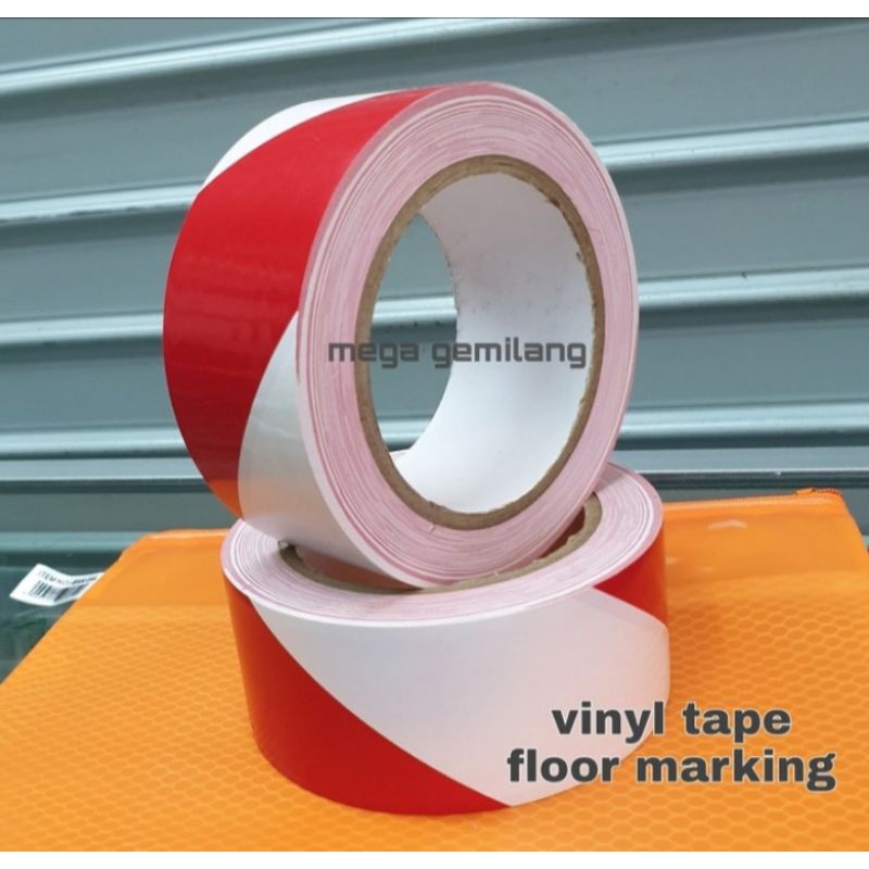 Jual Lakban Barikade Tape Isolasi Jebra Merah-putih Marking Tape Floor Marking Tape Vinyl Tape ...