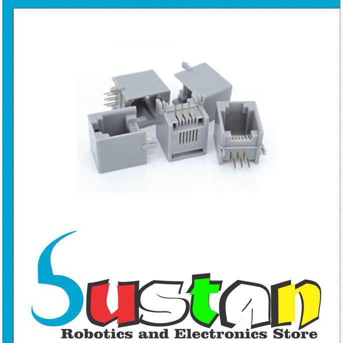 Jual Socket Rj12 6P6C Telephone Phone 6Pin Connectors Plugs Grey Female ...