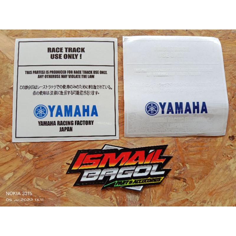 Jual STICKER PERINGATAN YAMAHA WARNING YAMAHA RACE TRACK USE ONLY JAPAN ...
