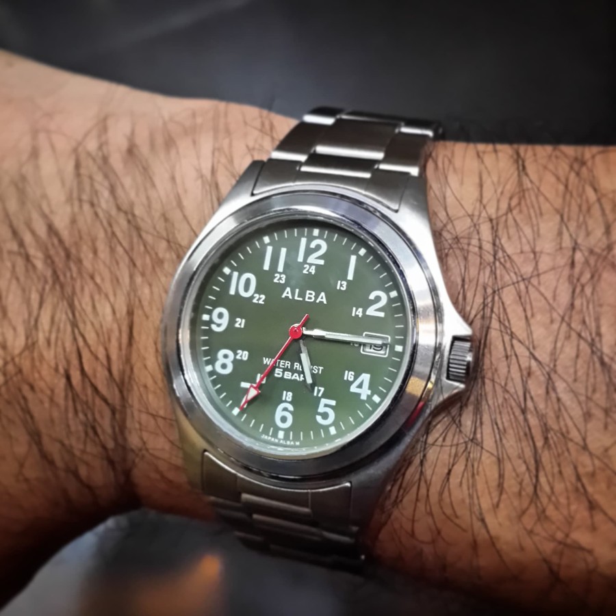Jual alba military watch green dial | Shopee Indonesia