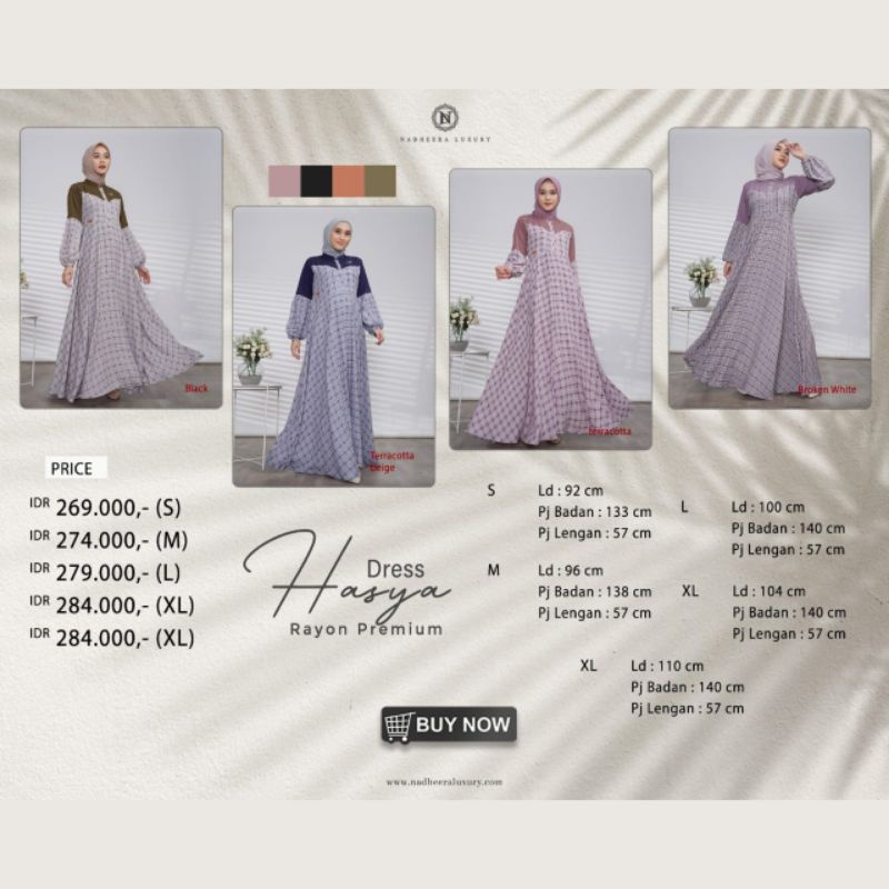 Jual DR211| HASYA DRESS by Nadheera Luxury [ NEW - ND Pattern Tartan Series ] Gamis Nadheera ...