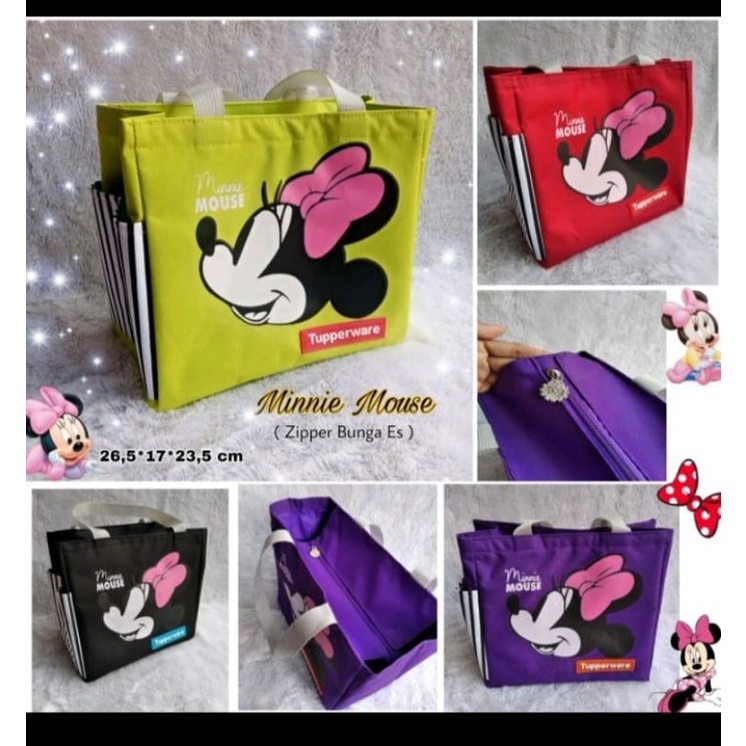 Jual Tas Minnie Mouse Tupperware (zipper bunga es) | Shopee Indonesia