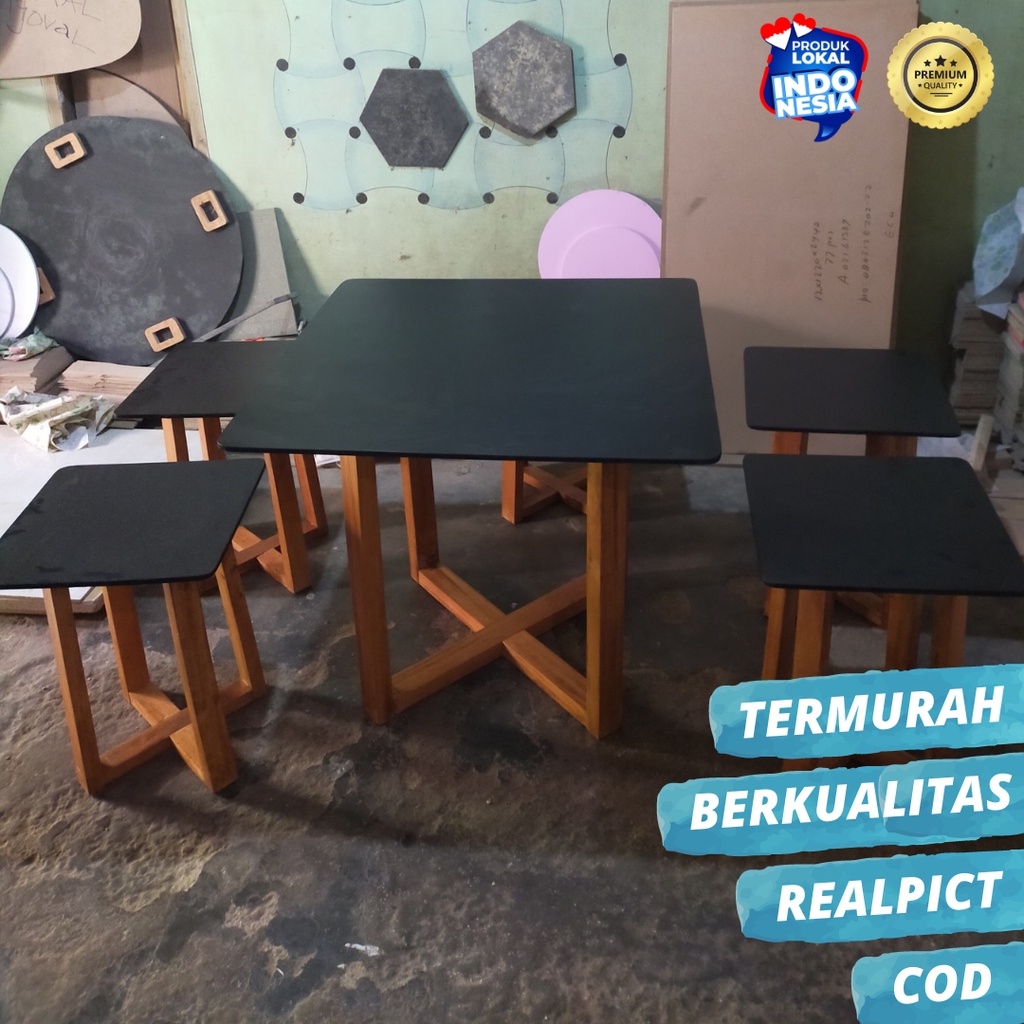 Jual Meja Cafe Kotak Jumbo SET Minimalis Scandinavian Japandi (1 MEJA ...