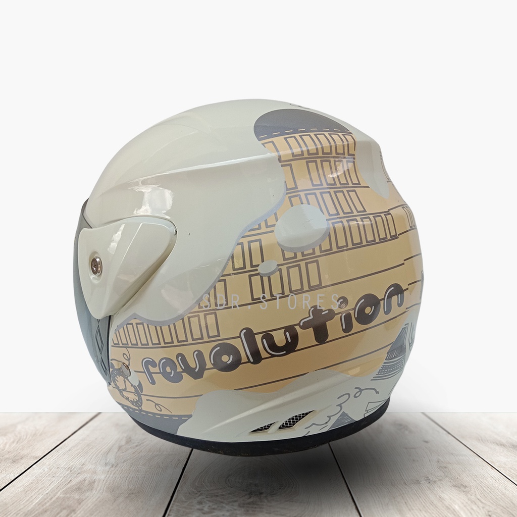 Jual HELM BOGO REVOLUTION HELM HALF FACE MOTIF KEREN MODIS | Shopee ...