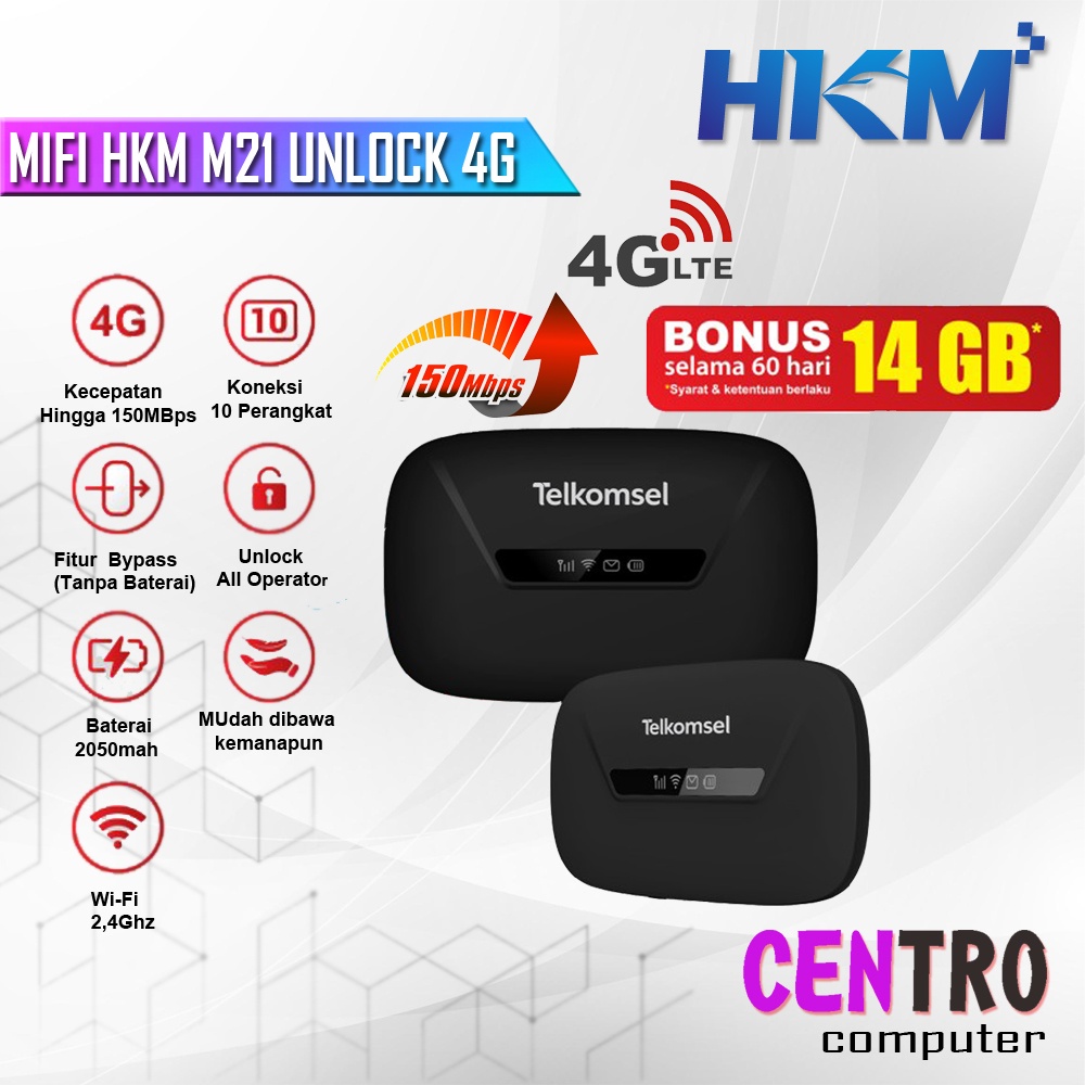 Jual MODEM MIFI HKM M21 HIGH SPEED TELKOMSEL 4G LTE | Shopee Indonesia
