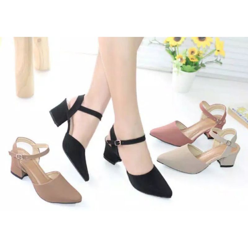 Jual sepatu sandal hels wedges hils hak tahu 5cm By,azkayra slop led ...