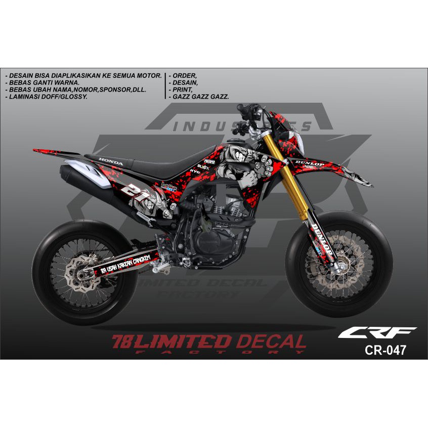 Jual Decal Sticker CRF 150L Fullbody Custom Desain Supermoto Celeng Balap Code CR 047 | Shopee ...