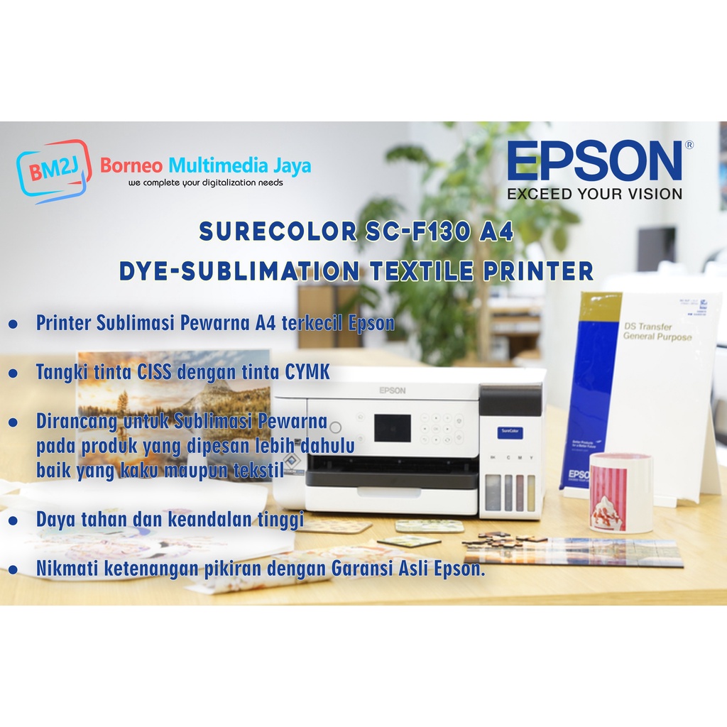 Jual Printer Sublime EPSON SureColor SC-F130 A4 Dye-Sublimation Textile Printer | Shopee Indonesia