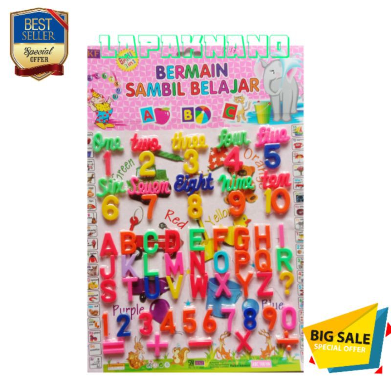 Jual Mainan Edukasi Mengenal Huruf dan Angka Kecil plus Huruf Sambung ...