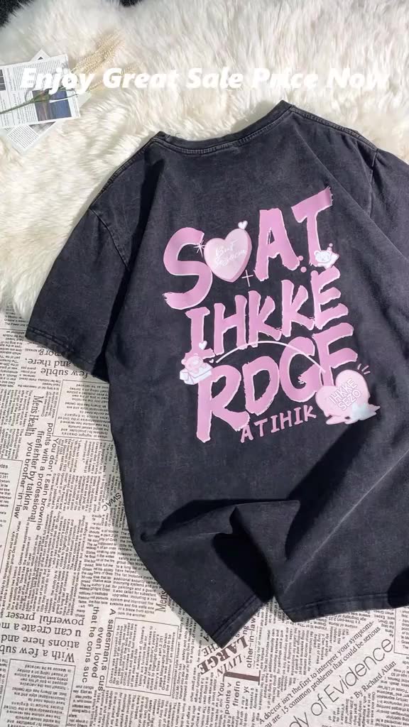 Jual W888*A0518-Forteid.Print-Bp Pink Hitam(Washed) T-Shirt Oversize ...