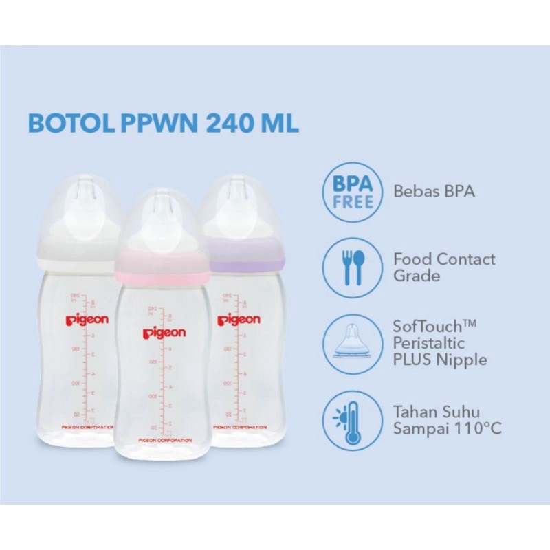 Jual Pigeon Botol Peristaltic Plus Wide Neck 240ml | Shopee Indonesia
