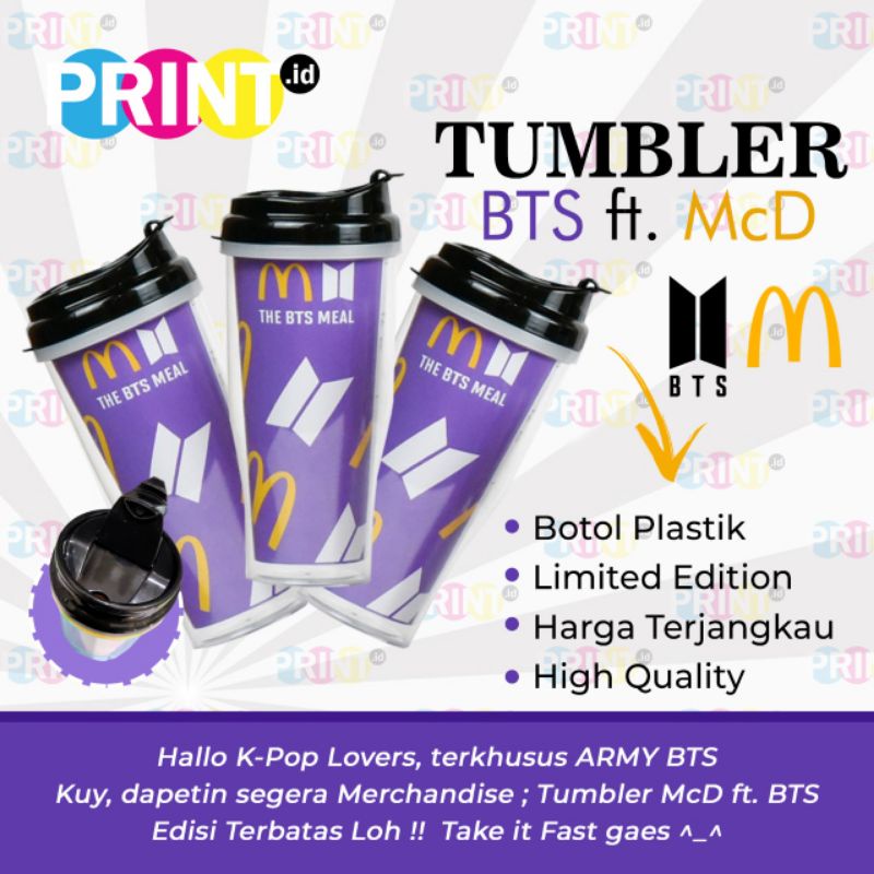 Jual Tumbler BTS Meal MCD - Tumbler Plastik 2021 Unofficial | Shopee Indonesia
