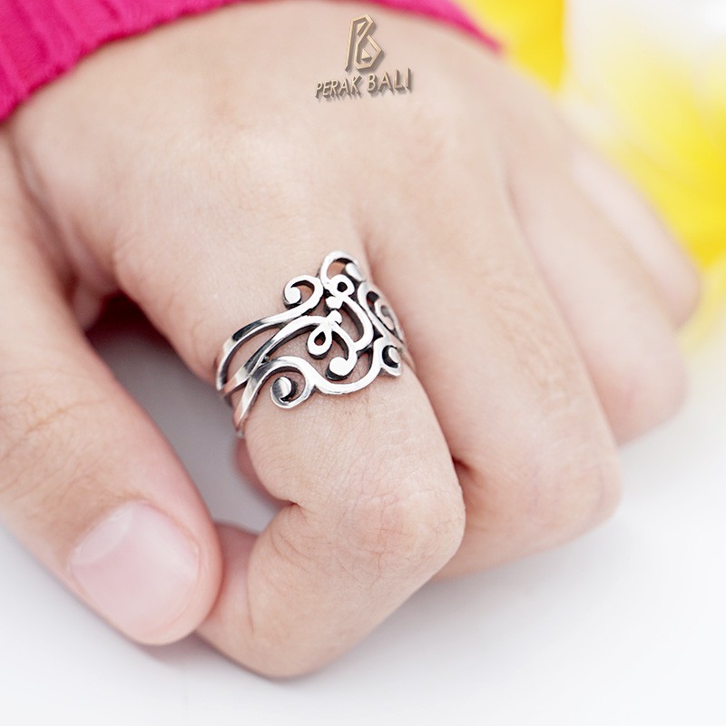 Jual Cincin Perak Bali Silver Ring 925 Lebar Kembang Tribal | Shopee ...