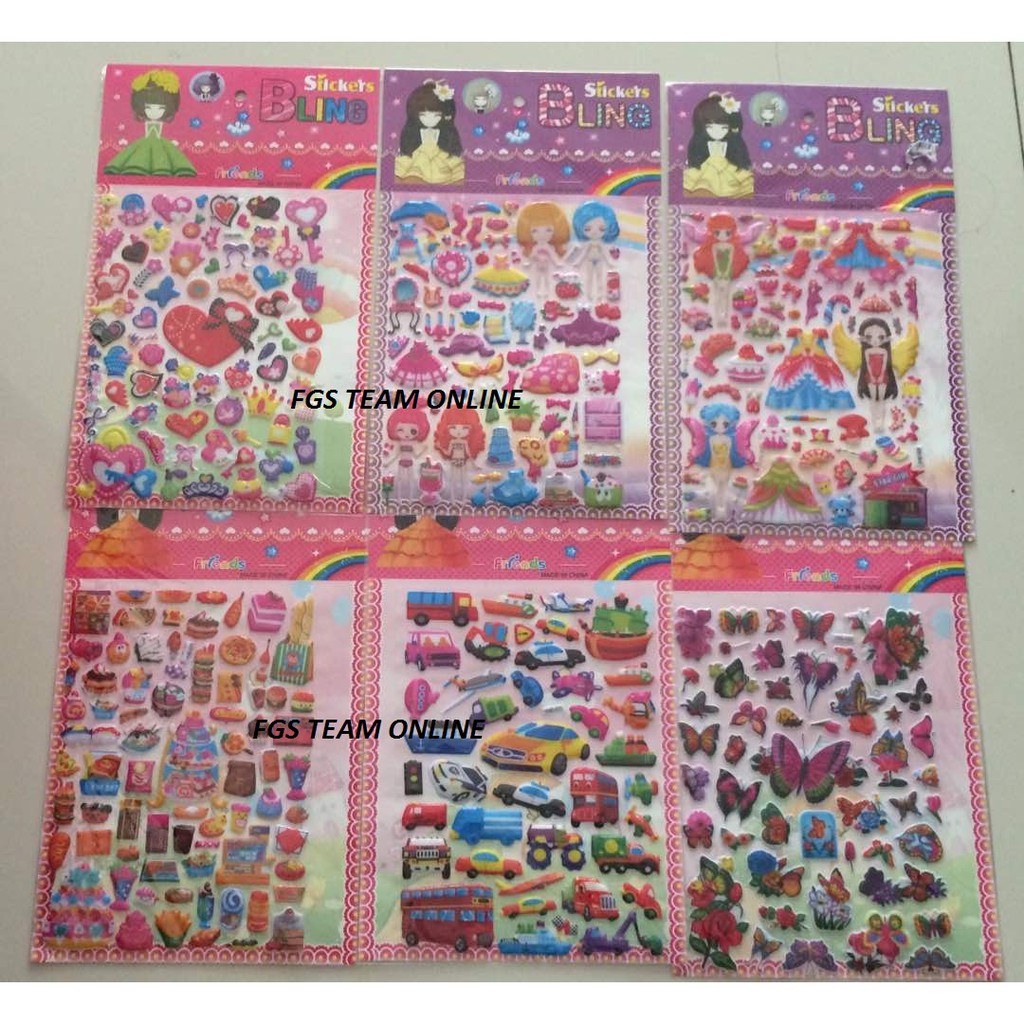 Jual MAINAN ANAK STICKER BLING BESAR KARAKTER HADIAH GOODIEBAG STBN-1 ...