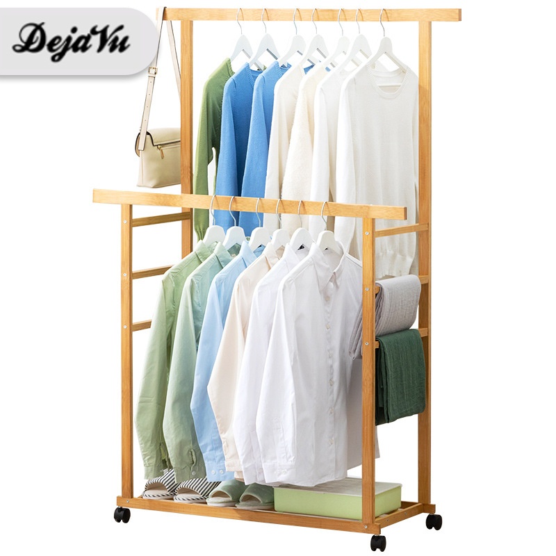 Jual Dejavu Rak Gantungan Baju Roda Kayu Rak Celana Panjang Rak Jemuran ...