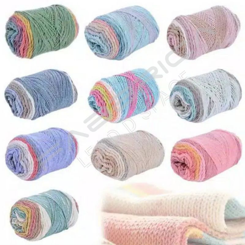 Jual BENANG WOOL CAKE YARN WOL RAINBOW PELANGI WOL KATUN RAJUT MILK ...
