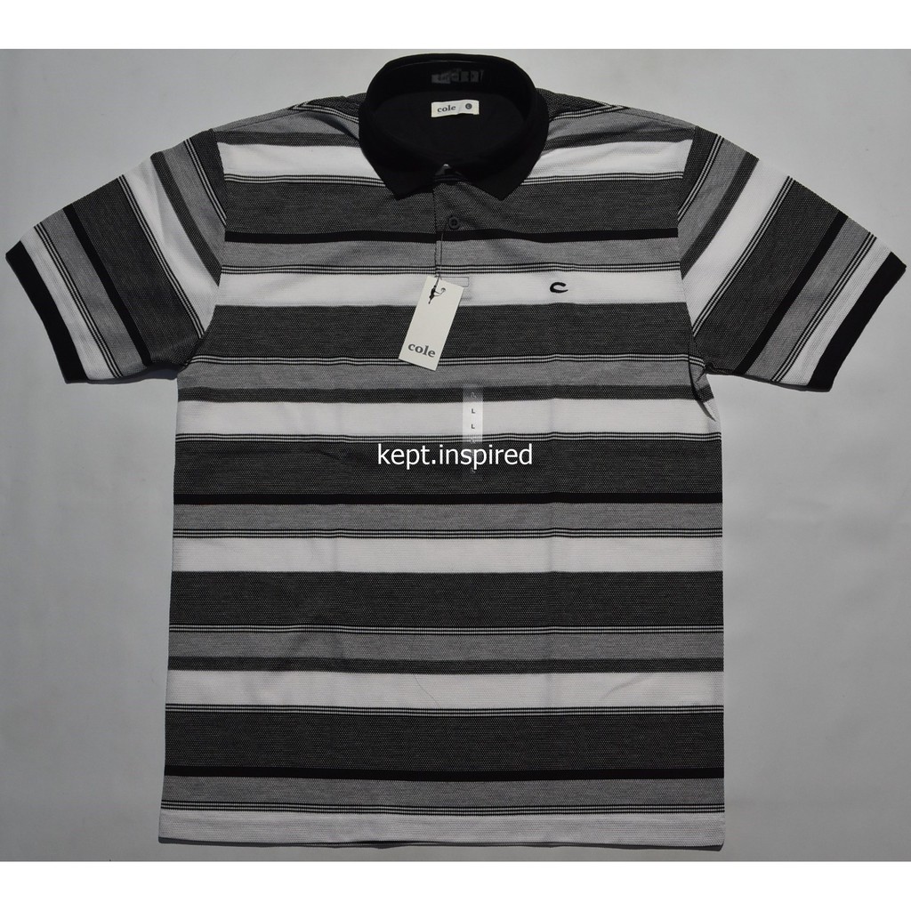 Jual COLE Baju Polo Pria Lengan Pendek Hitam Motif Reguler QTS 116 ...