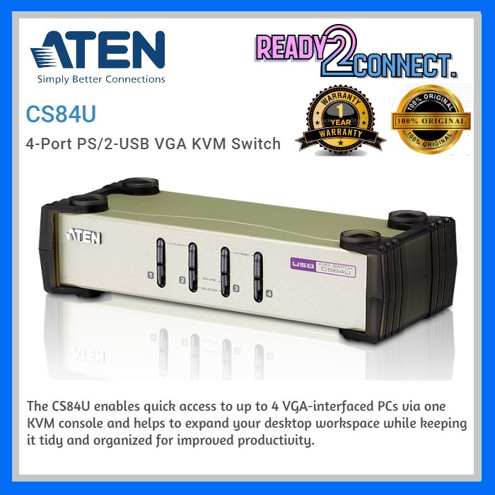 Jual ATEN CS84U 4-Port PS/2-USB VGA KVM Switch | Shopee Indonesia