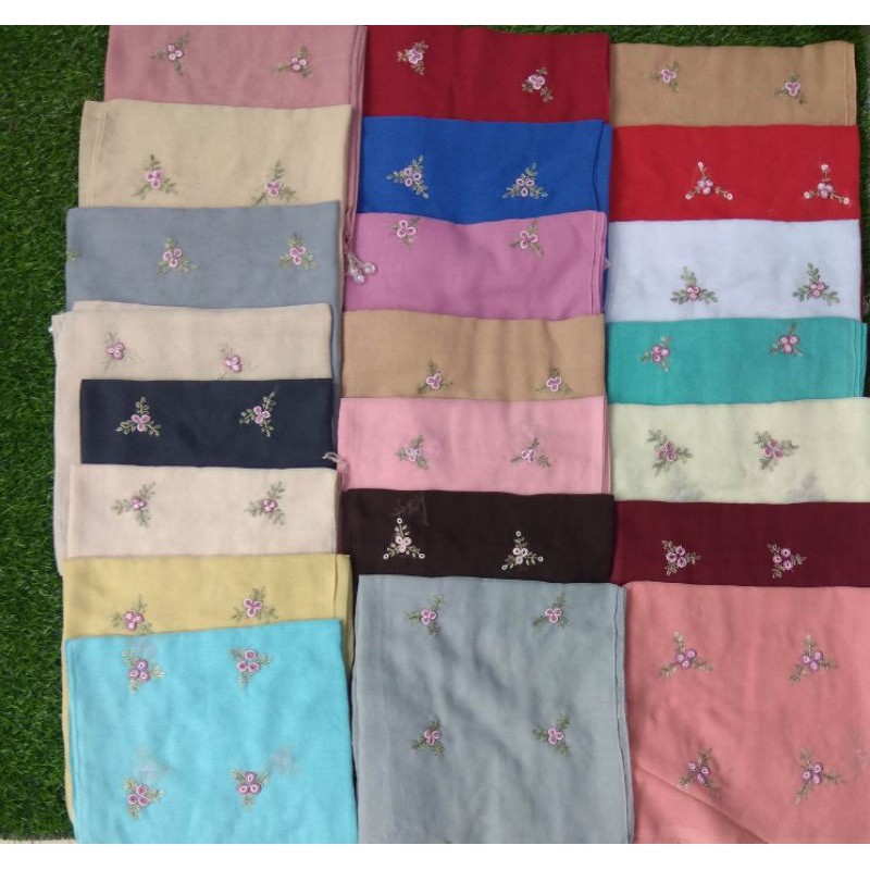 Jual kerudung segiempat sulam bunga anggur | Shopee Indonesia