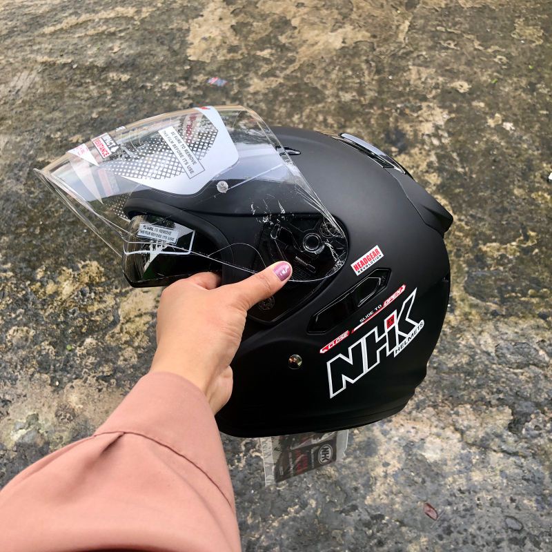 Jual Helm Nhk R1 Polos Hitam Buram 2 Kaca | Shopee Indonesia