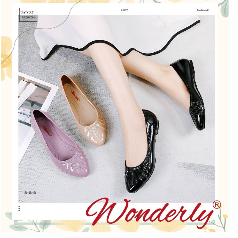 Jual L595 [WONDERLY] Flat Shoes Jelly Wanita Sepatu Kantor Karet Sepatu ...