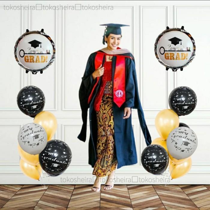 Jual Balloon Paket Balon Wisuda Banner Congratulations Set Dekorasi ...