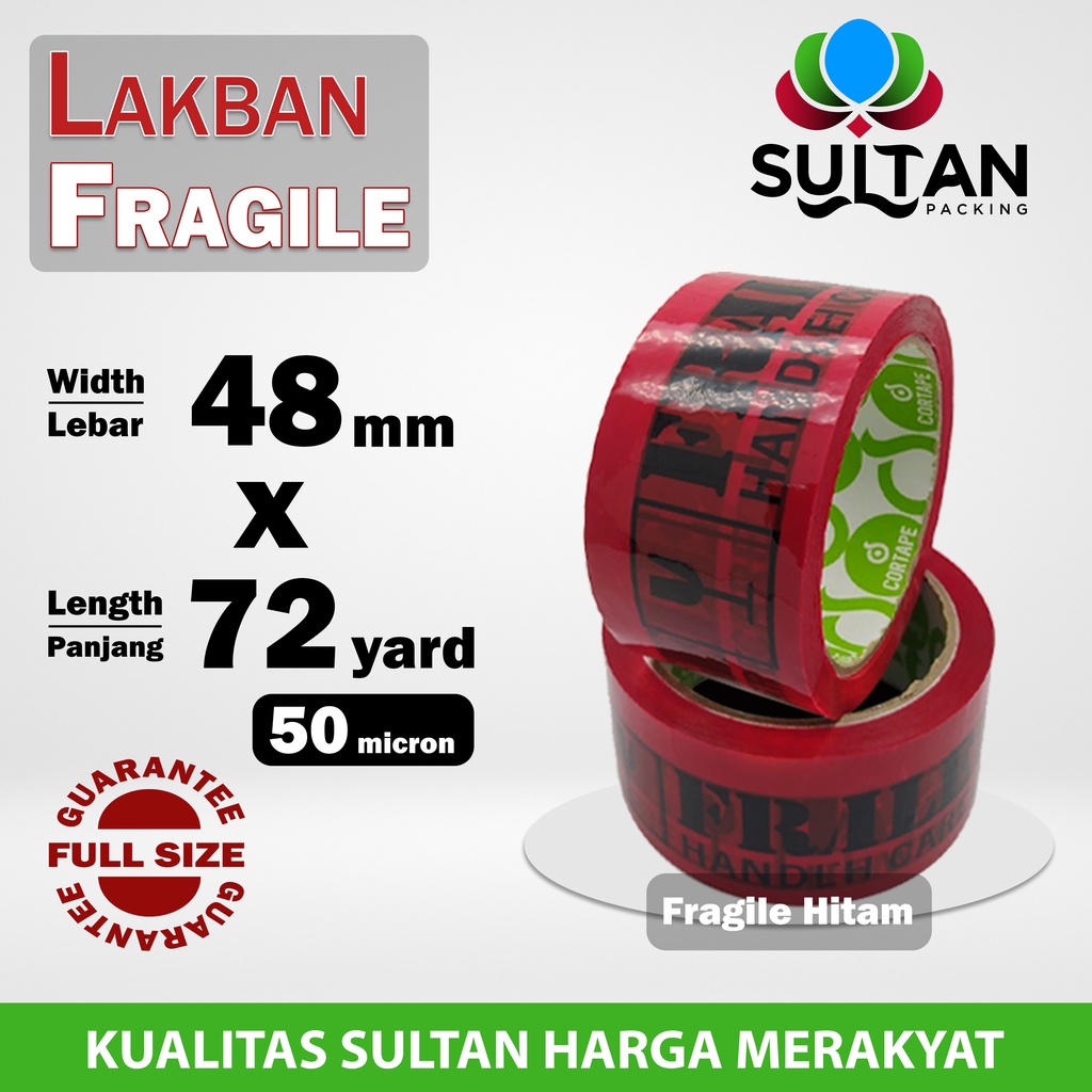 Jual Lakban Fragile Hitam 48mm JANGAN DIBANTING HANDLE WITH CARE SATUAN ...