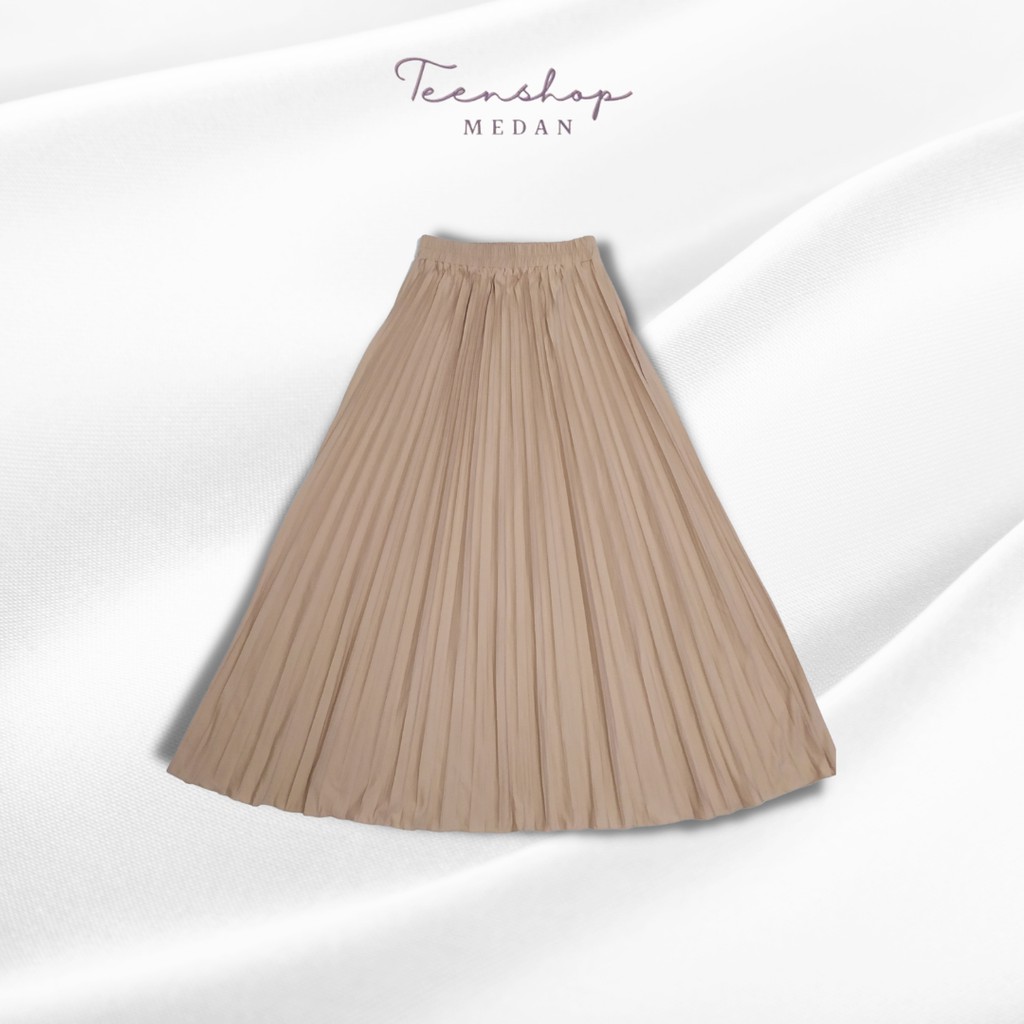 Jual Rok Plisket Premium Rok Panjang Wanita Warna Choco Cream | Shopee ...