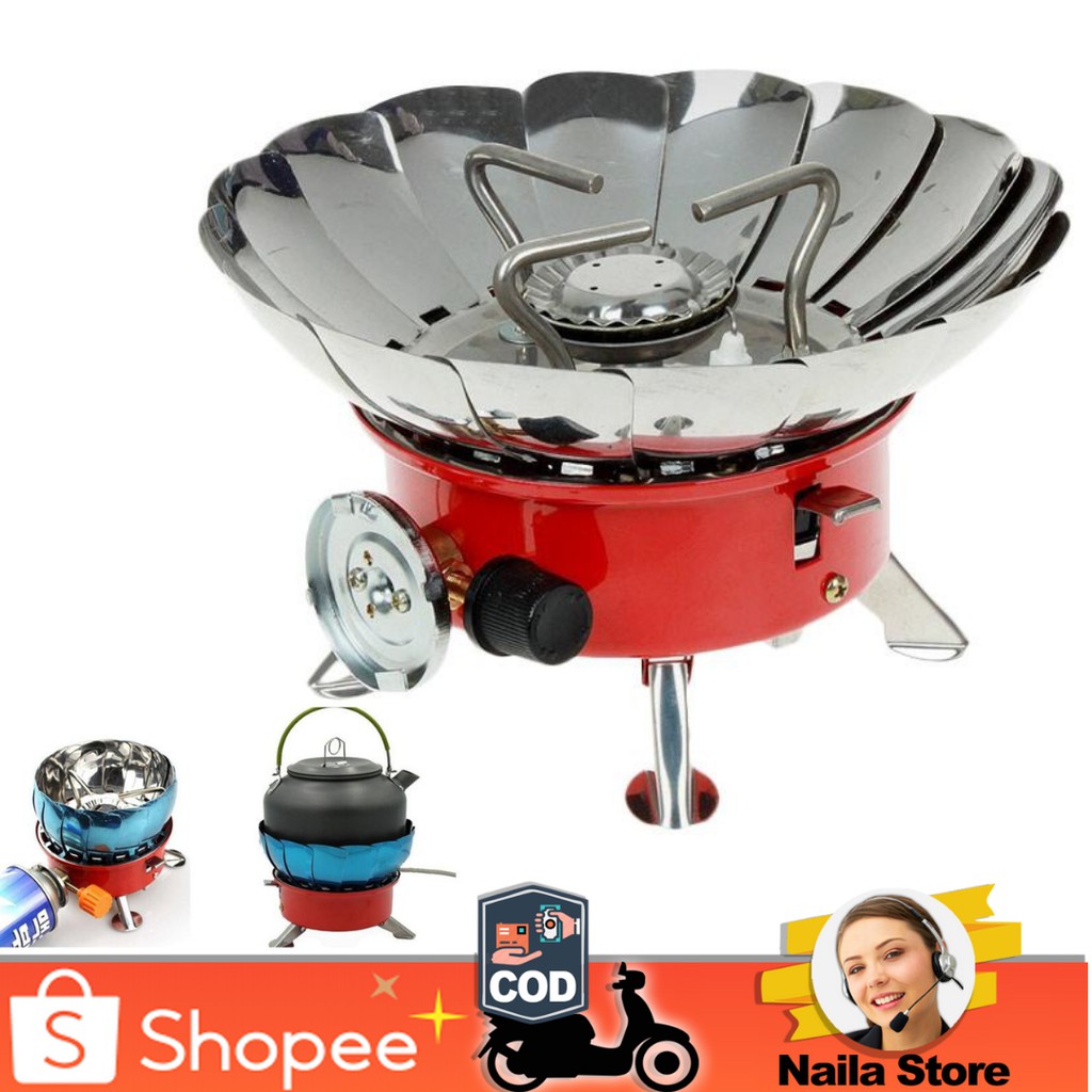 Jual Kompor Mini Camping Kemah Portable bulat kembang Kovar Anti Angin Windproof Kompor Gas ...