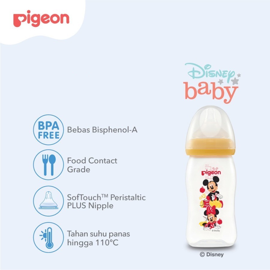 Jual PIGEON Botol Wide Neck Mickey 160ml/240ml - Yellow | Shopee Indonesia