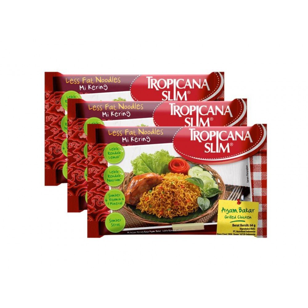 Jual Tropicana Slim Mie Instan Slim Less Fat Noodles Ayam Bakar 5 x 64 ...