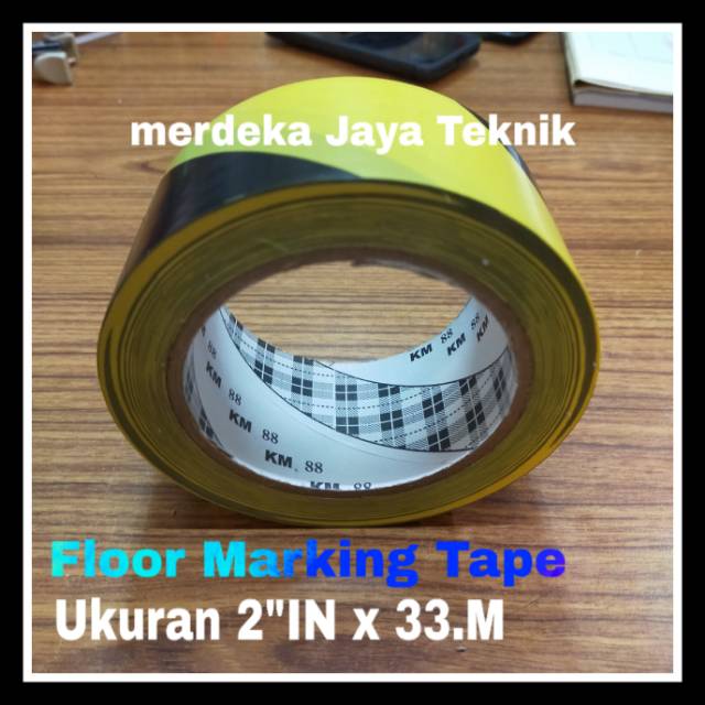 Jual Floor Marking Tape Km Isolasi Garis Lantai Vinil Tape Lakban Lantai Warna Hitam-Kuning 2"In ...