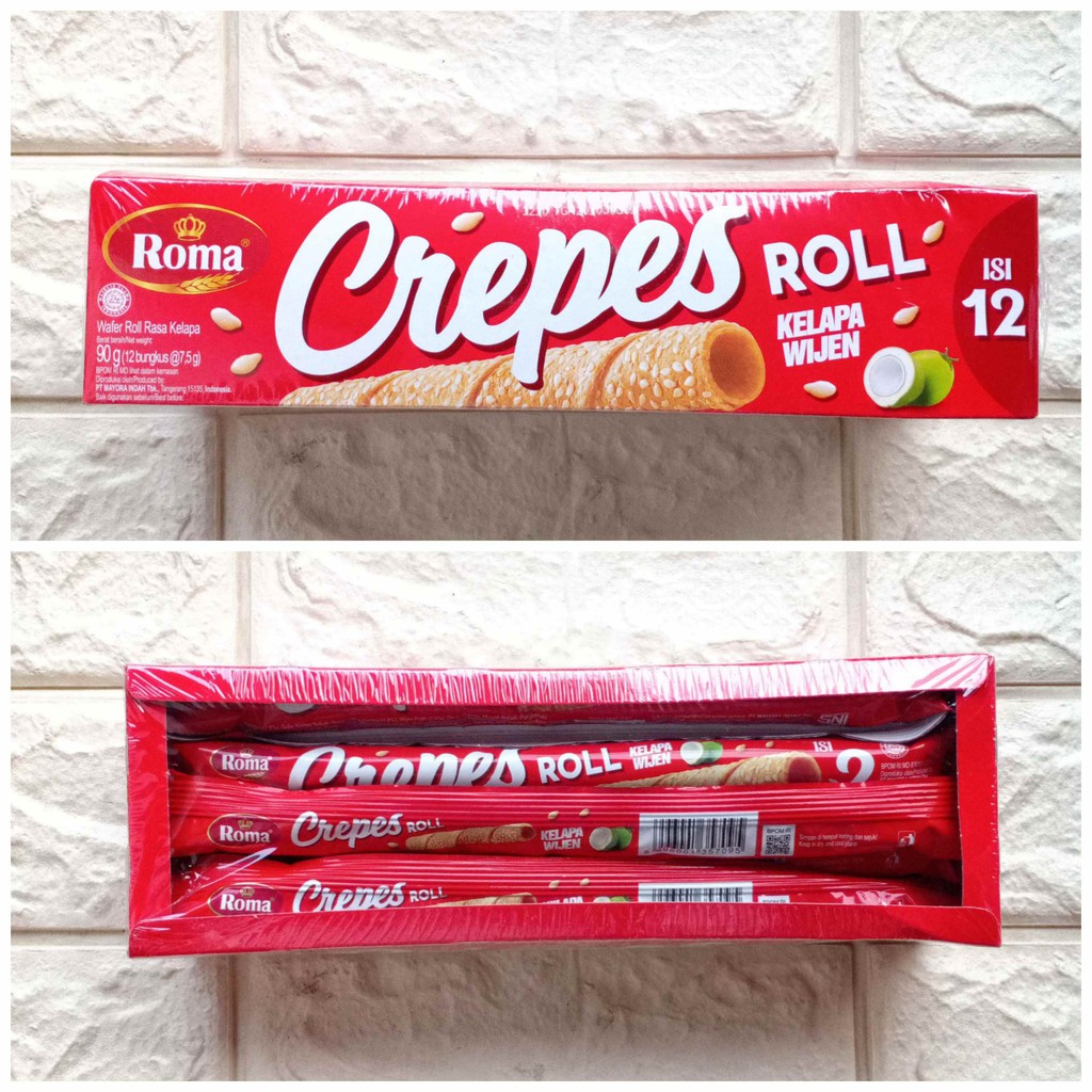 Jual Roma Crepes Roll 90gr Kelapa Wijen Wafer isi 12 Biskuit Snack ...