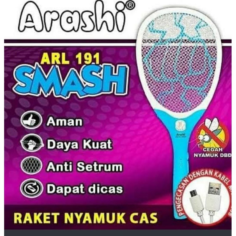 Jual raket nyamuk cas plus senter ARASHI ARL 191 - jaring pengaman ...