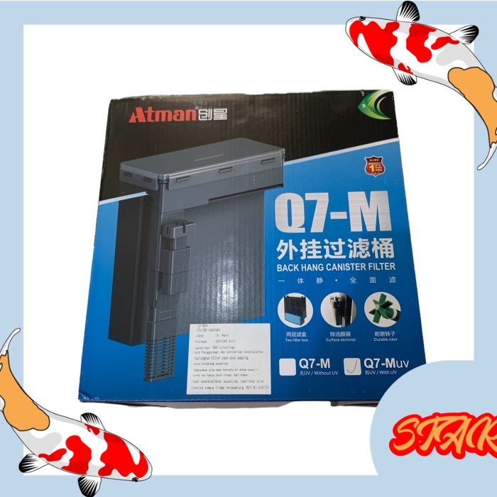 Jual filter aquarium ATMAN Q 7 M UV 7 WATT Q7 M UV 7 WATT gantung hang ...