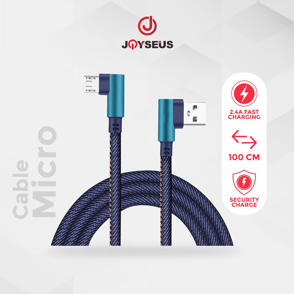 Jual Kabel Data/ Cable Data 90 Degree Micro USB 2.4A 100 CM | Shopee ...