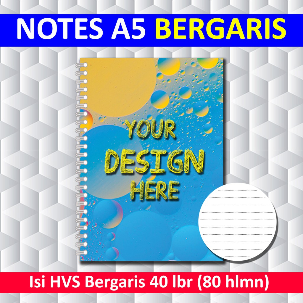 Jual Notes Custom A5 Bergaris / Notebook Spiral A5 Bergaris / Isi 40 ...
