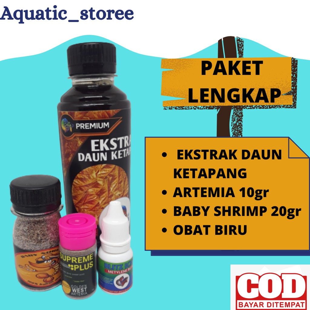 Jual Ekstrak Ketapang obat biru babyshrimp artemia paket pakan cupang lengkap vitamin | Shopee ...